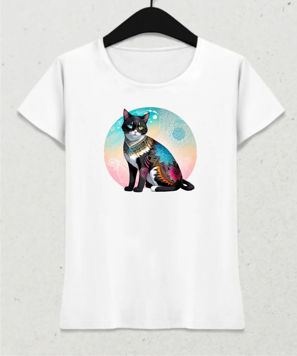 Zen Kedi Kadın Tişört | basmatik.com