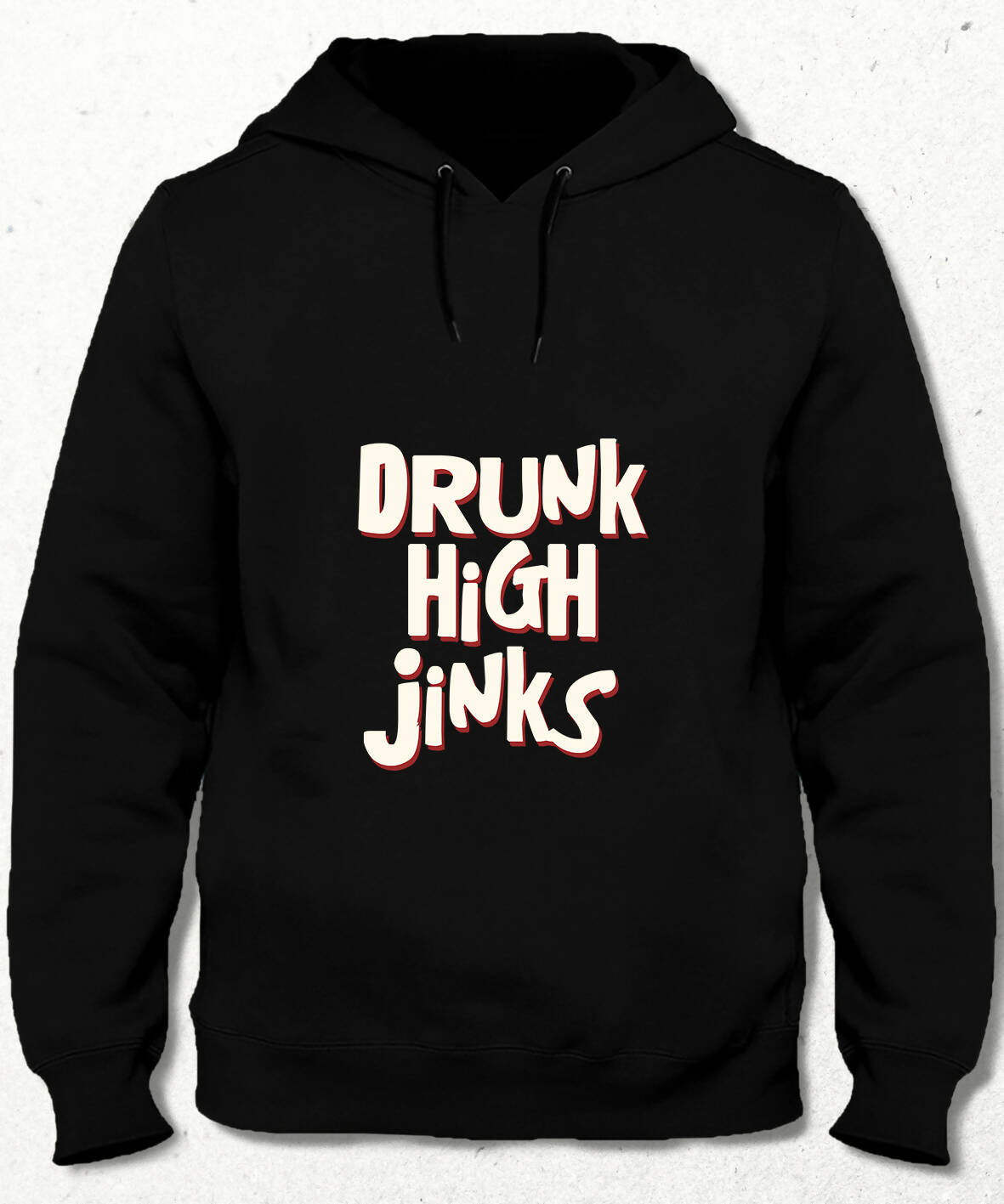 Drunk High Jinks Unisex Hoodie Siyah (Büyük Logo) | basmatik.com